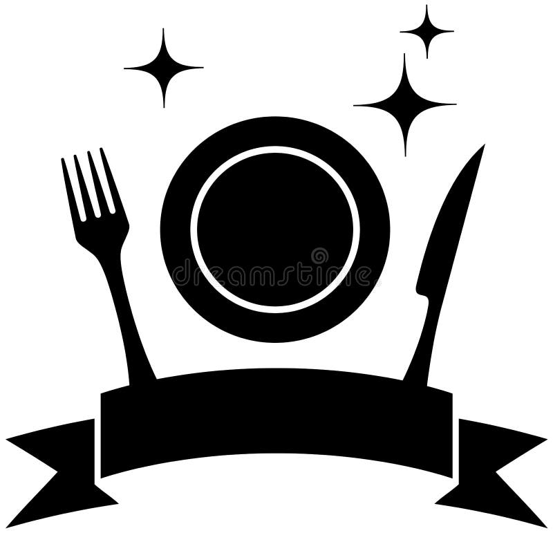 Food Icon with Plate and Kitchen Utensil Stock Vector - Illustration of ...