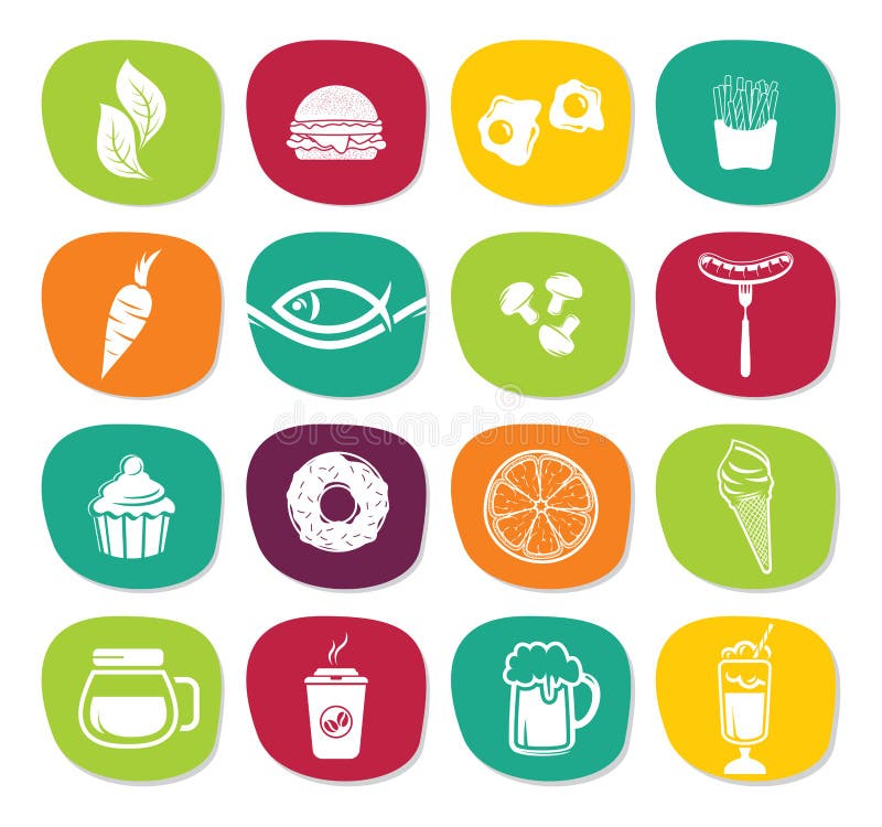 49 Different Food Icons ALL NEW Stock Vector - Illustration of emblem ...