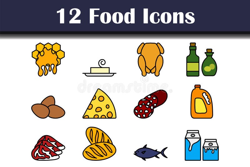Food Icon Set stock vector. Illustration of design, bold - 248776131