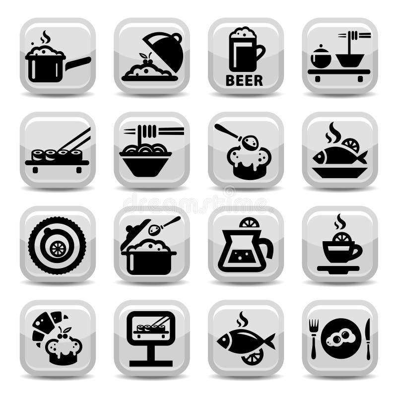 Food icon set stock vector. Illustration of cooking, black - 31357675