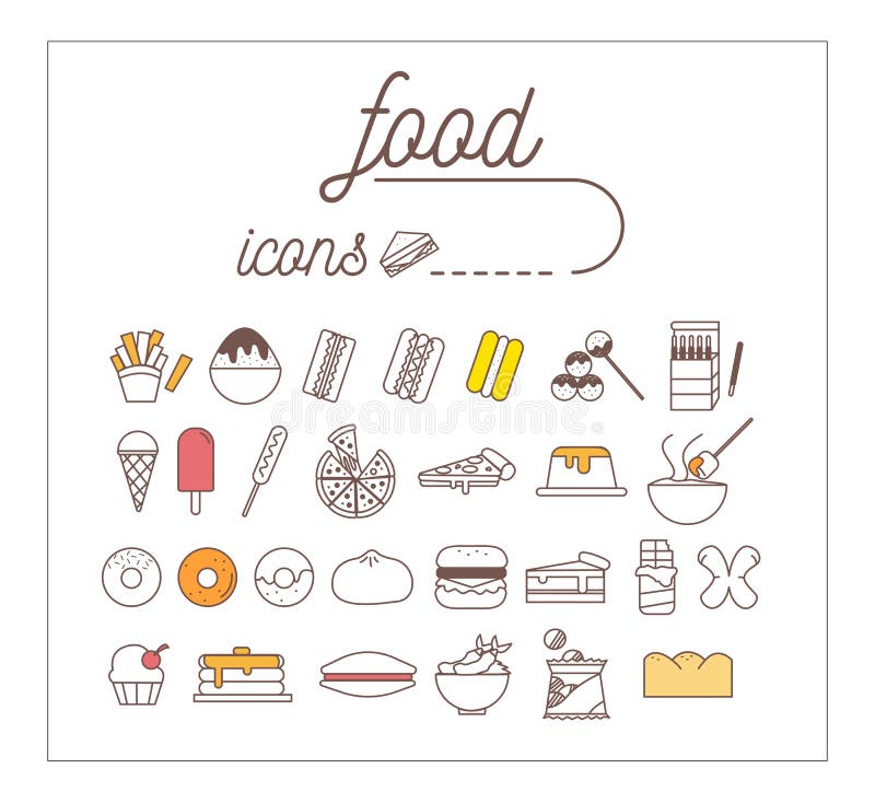Food Icon Set Infographic and Illustration Design. Stock Illustration ...