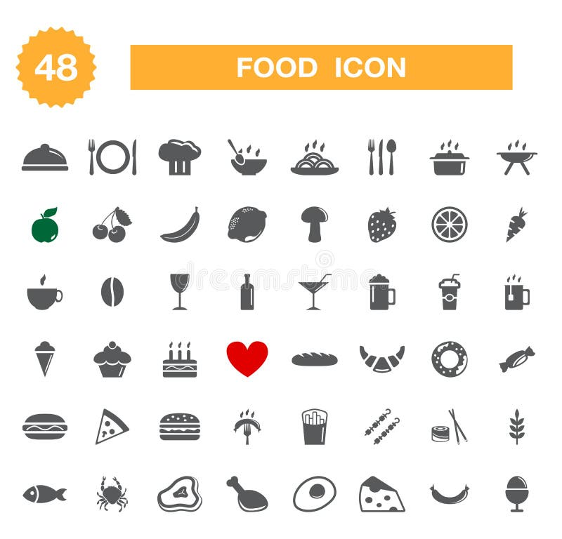 Food icon - set. stock vector. Illustration of apple - 33136342