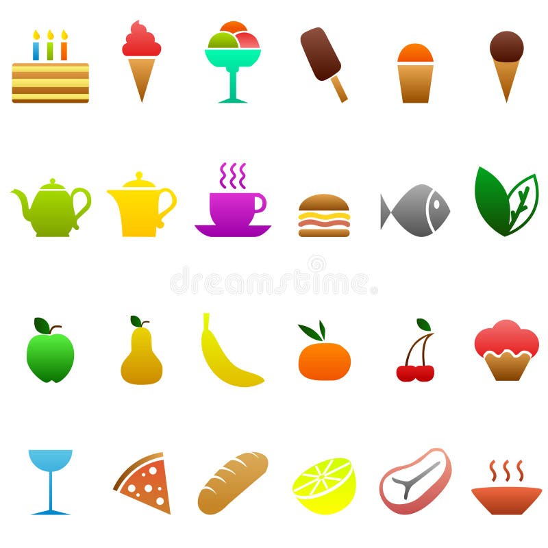 Vector food icons set stock vector. Illustration of apple - 34982379
