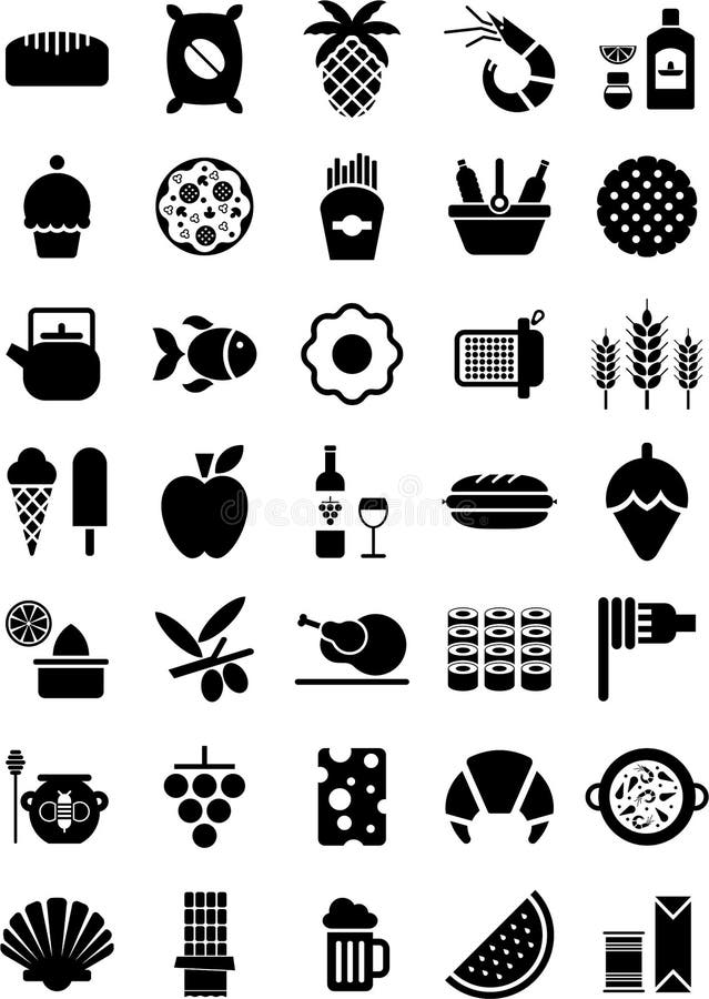 Food icons stock vector. Illustration of lunch, fish - 24786431