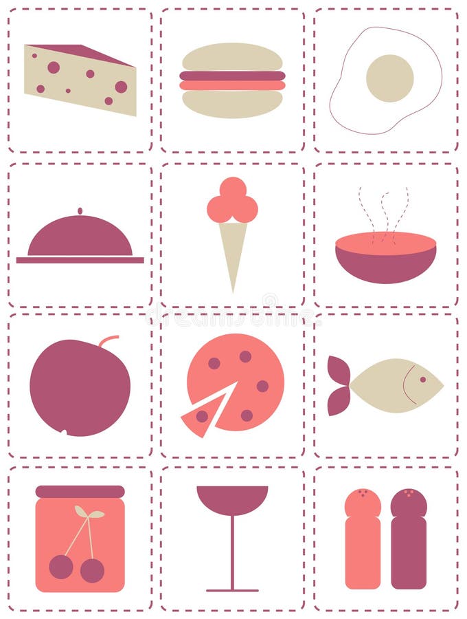 Retro Set of Food Pictogram, Icons and Symbols Stock Vector ...