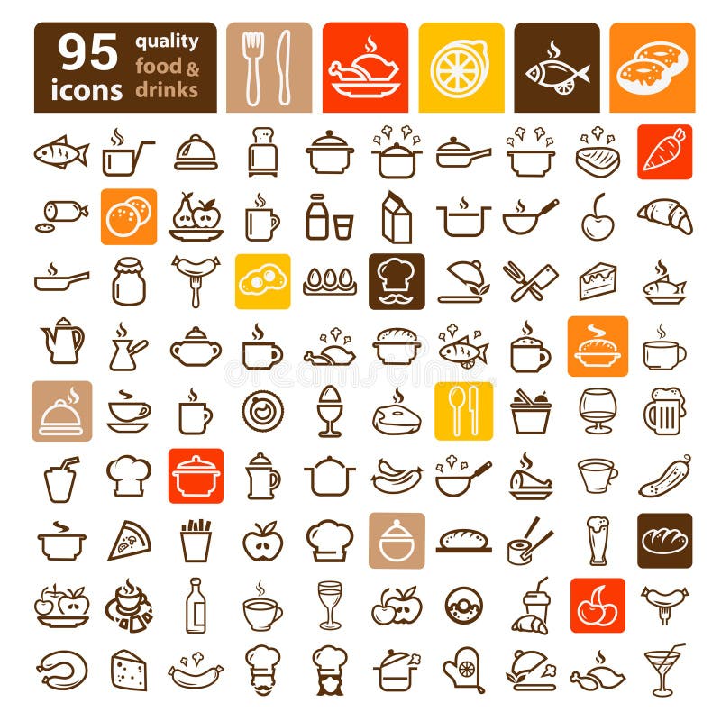 Simple food icons stock vector. Illustration of line - 50125317
