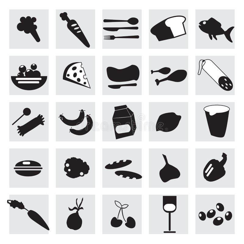 25 Food icons stock vector. Illustration of fork, glass - 37551969