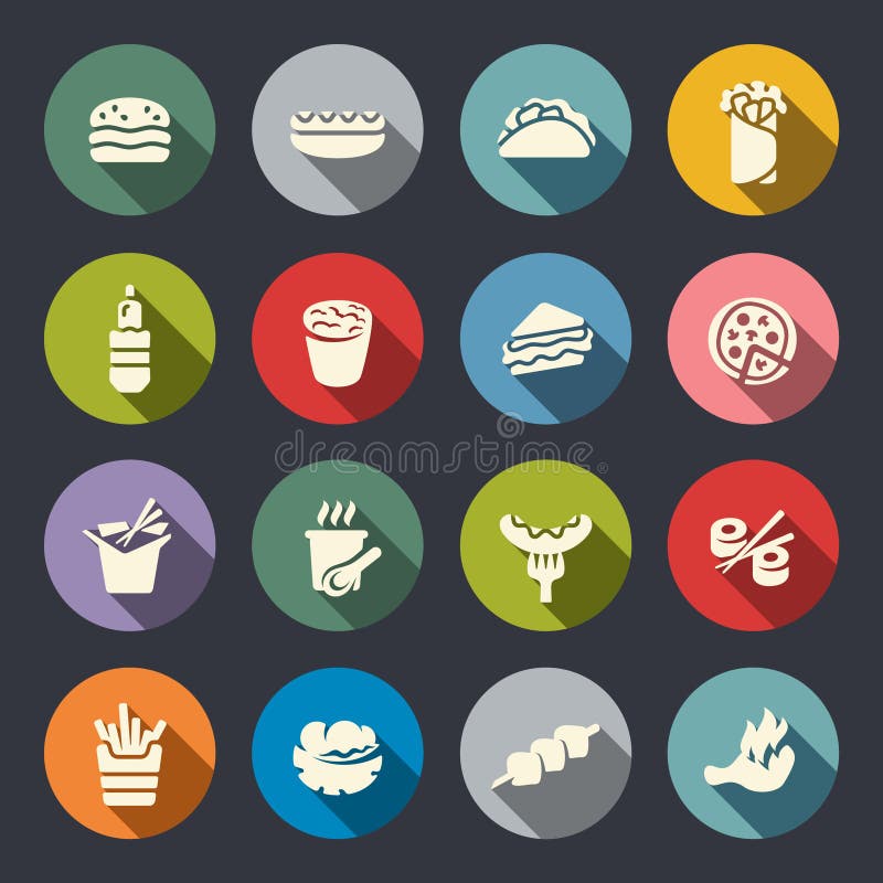 Food Icons Color. Vector Illustration Stock Vector - Illustration of ...