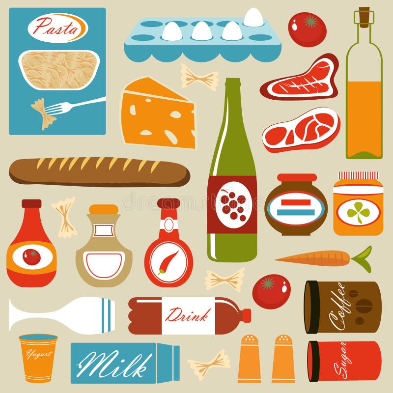 Food icons composition stock illustration. Illustration of colorful ...