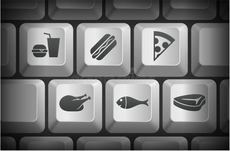 Food Icons on Square Internet Buttons Stock Illustration - Illustration ...
