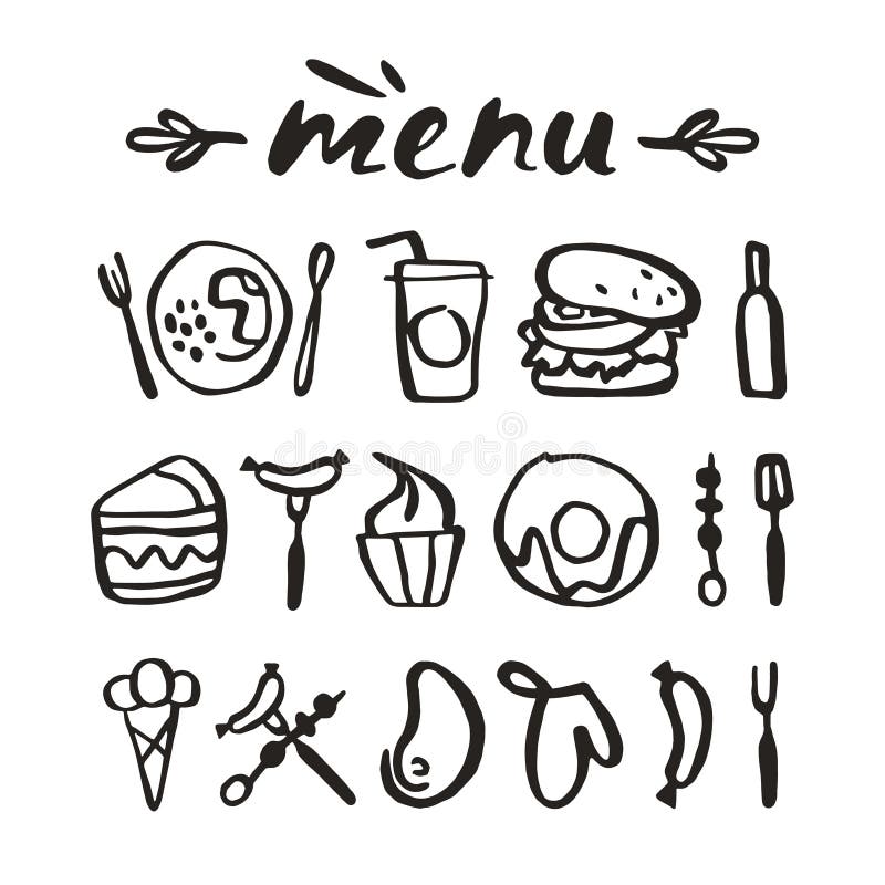 Food Icons in Hand-drawn Style Stock Vector - Illustration of food ...