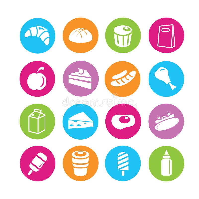 49 Different Food Icons ALL NEW Stock Vector - Illustration of emblem ...