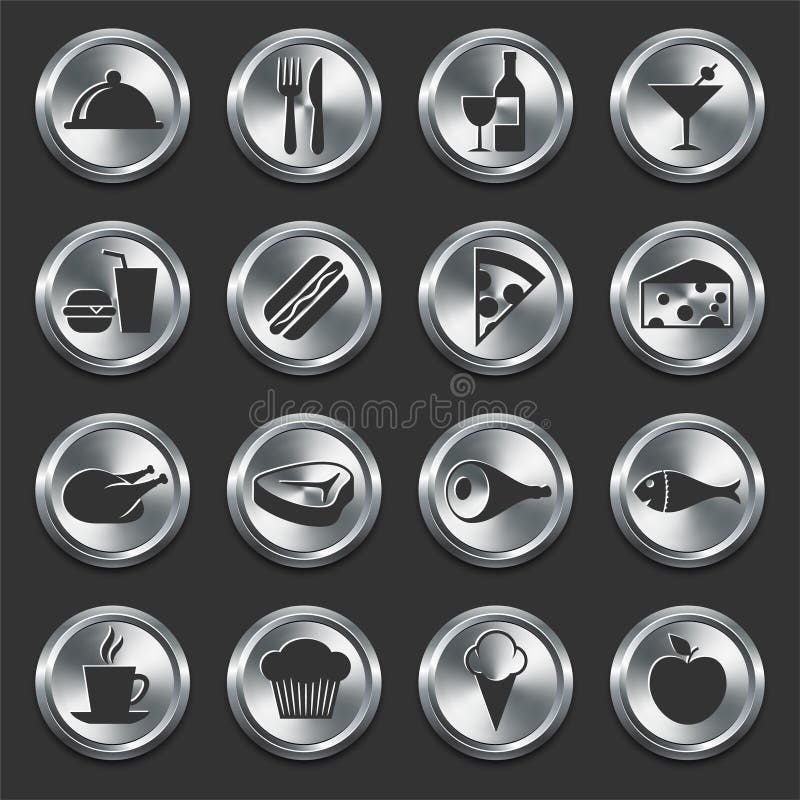 Glossy Buttons - Food Icons Stock Vector - Illustration of blue, drink ...