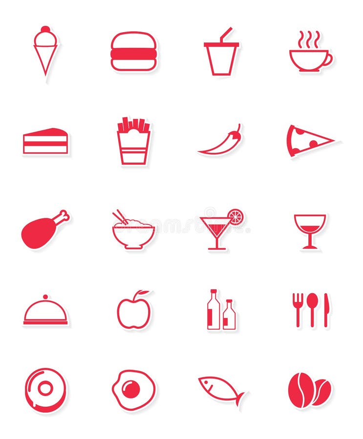 Food Icons in red stock vector. Illustration of cooking - 46121149