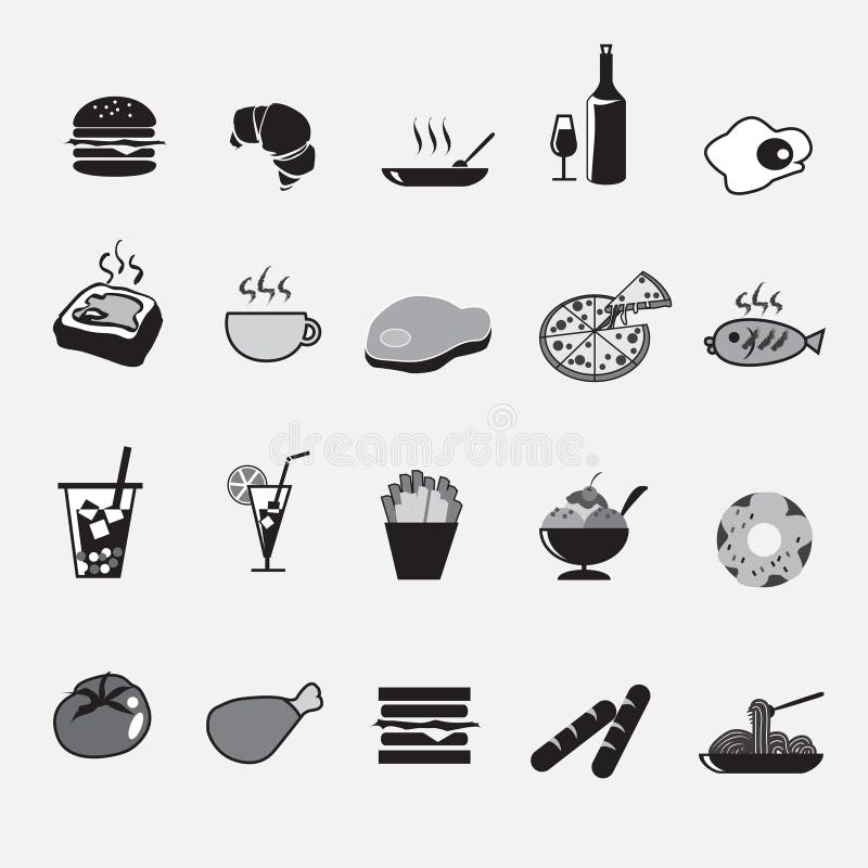 Food icons set stock vector. Illustration of chef, dinner - 43303216
