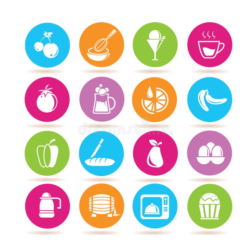 Round Colorful Food Buttons Stock Illustrations – 922 Round Colorful ...