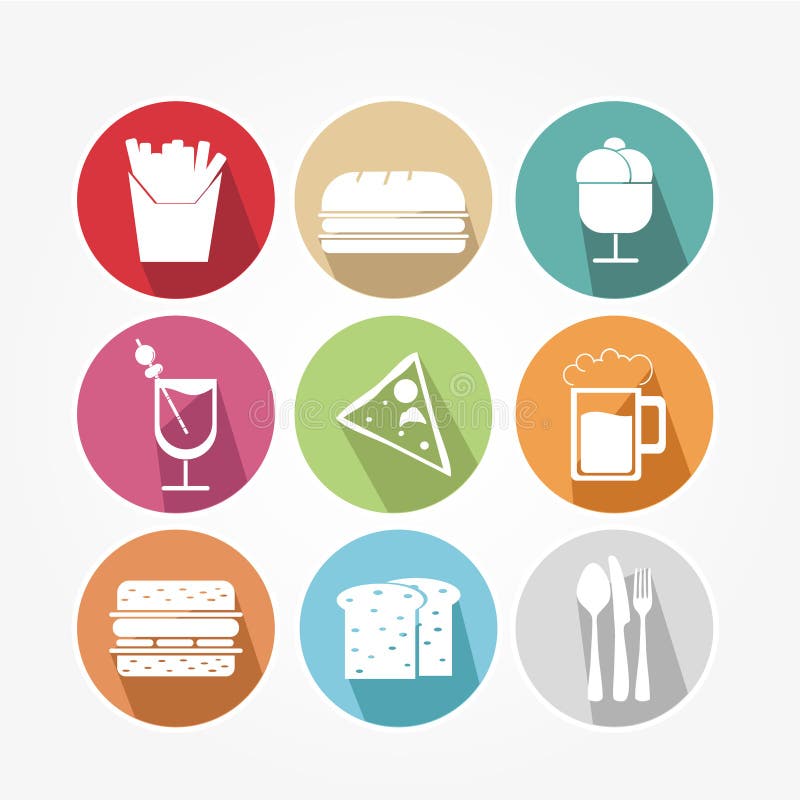 49 Different Food Icons ALL NEW Stock Vector - Illustration of emblem ...