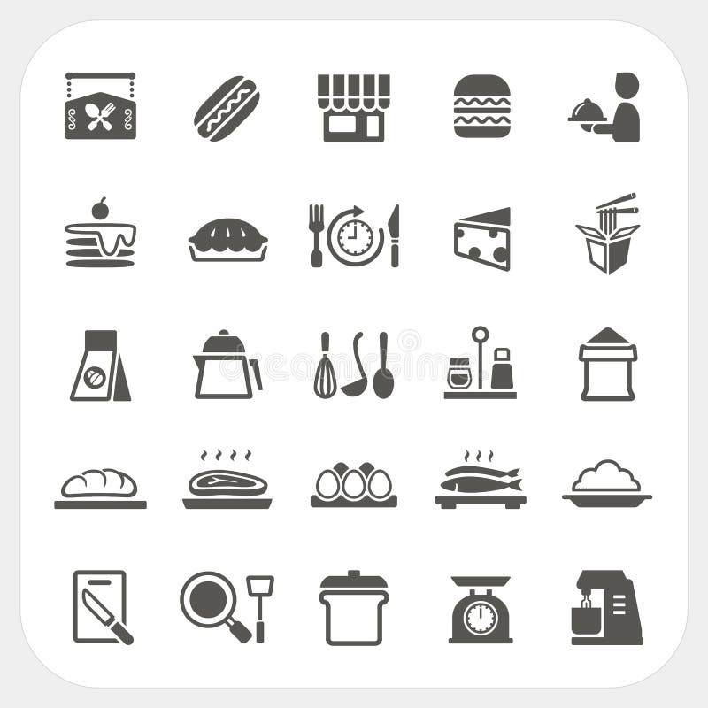 Food icons set stock vector. Illustration of drink, kitchen - 38676401