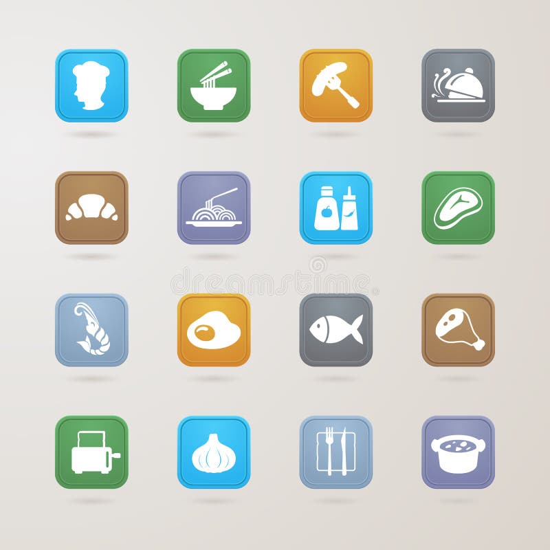 Food icons set stock vector. Illustration of kitchen - 34737587