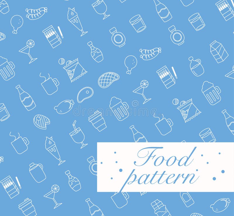 Food Icons Set Seamless Pattern.illustration Design Stock Illustration ...