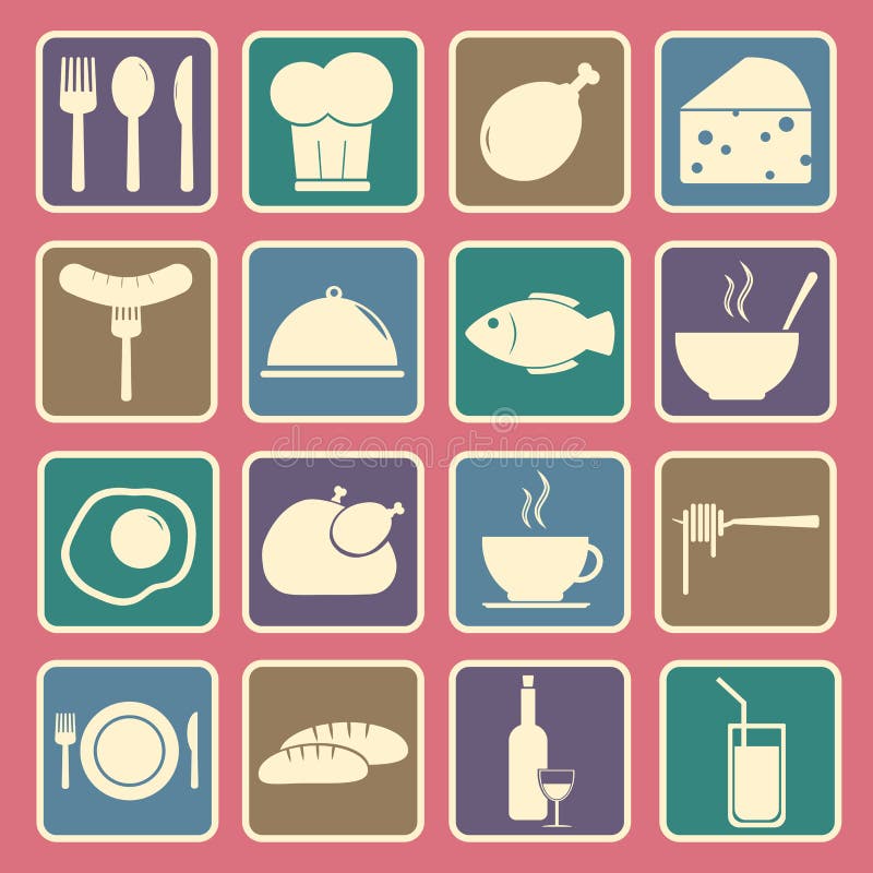 Food icons set stock vector. Illustration of simple, bottle - 43359024