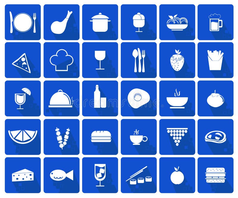 Food and Cooking Icons. Vector Set. Stock Vector - Illustration of ...