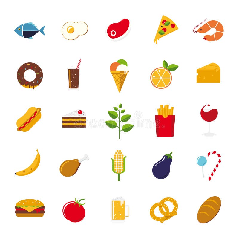 Food icons vector set stock vector. Illustration of design - 48099214