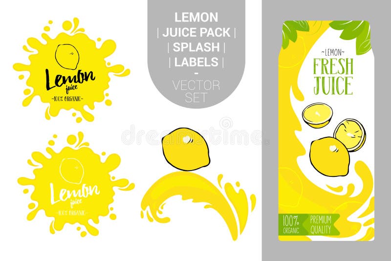 Fresh Citrus Juice Pack with Organic Labels Tags and Green Leaves Stock ...