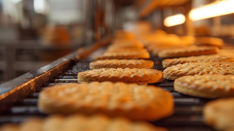 Food Industry Concept Image. Many Biscuits on the Conveyer Stock Photo ...