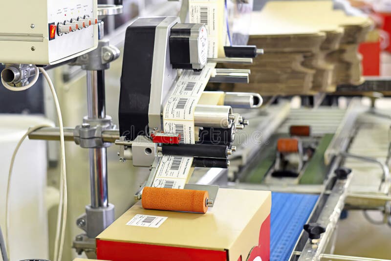 Food Industry, Labeling of Boxes for Distribution. Stock Image - Image ...