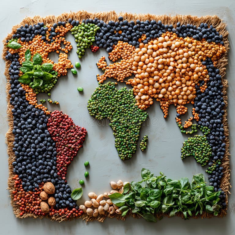A Food Ingredient-based World Map Prompts. Stock Photo - Image of ...