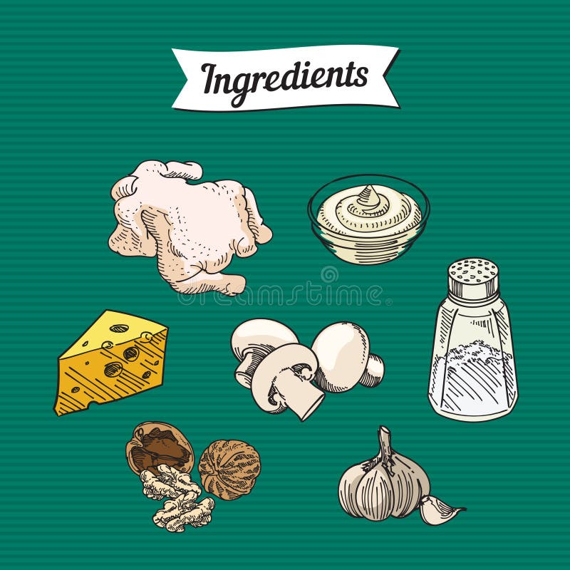 Food Ingredients Item Illustrations Stock Vector - Illustration of ...