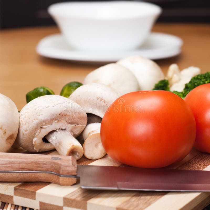 Food Ingredients on the Kitchen Table Stock Photo - Image of vegetables ...