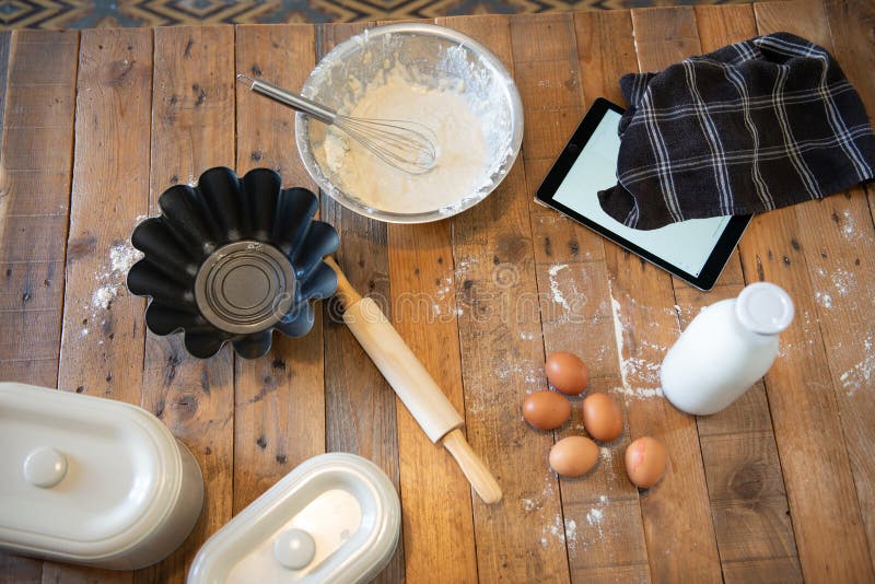 Food Ingredients Prepared on a Table To Cook a Dessert Stock Image ...