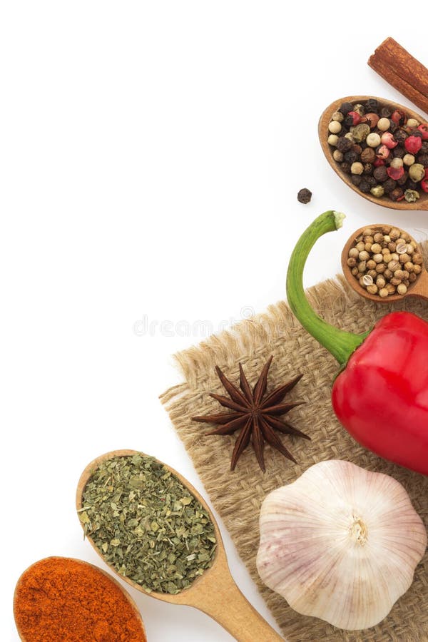 Spices and Food Ingredients on Slate Background Stock Photo - Image of ...