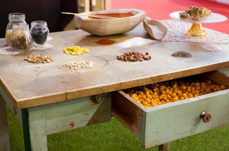 Food ingredients on table stock image. Image of ingredients - 54764441