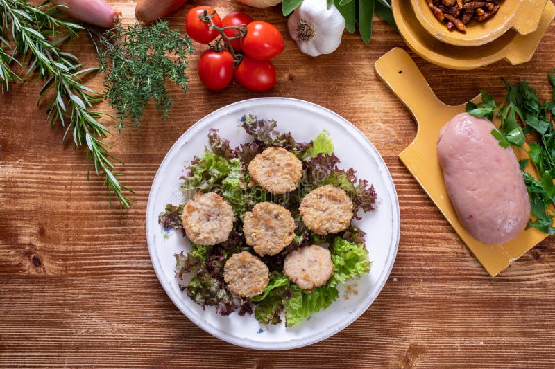 Food Internal Organs of Pig Cooked on Rustic Table Stock Image - Image ...