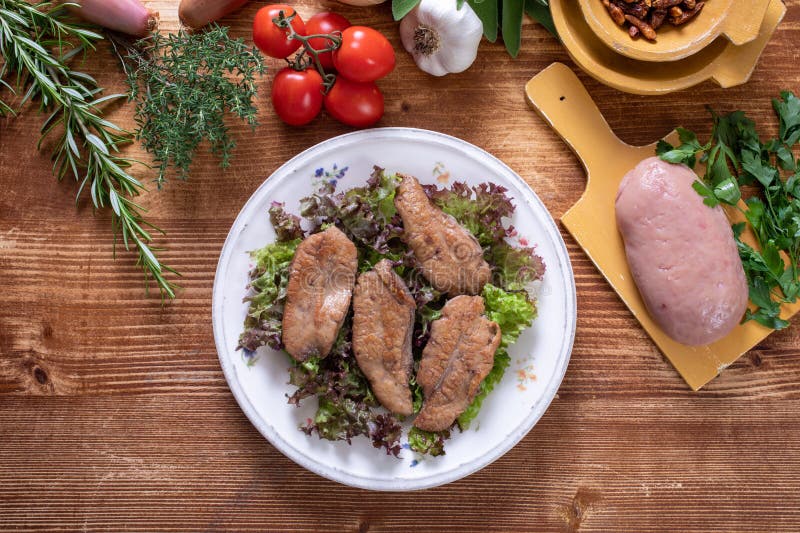 Food Internal Organs of Pig Cooked on Rustic Table Stock Photo - Image ...