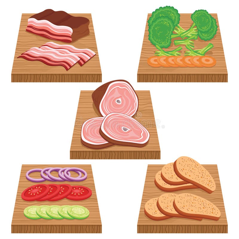 Food Item on Chopping Board. Vector Illustration Decorative Design ...
