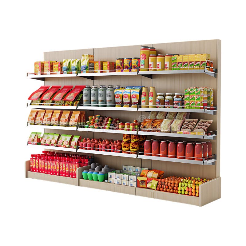 Food Items Rack in Store on Transparent Background - Ai Generated Stock ...