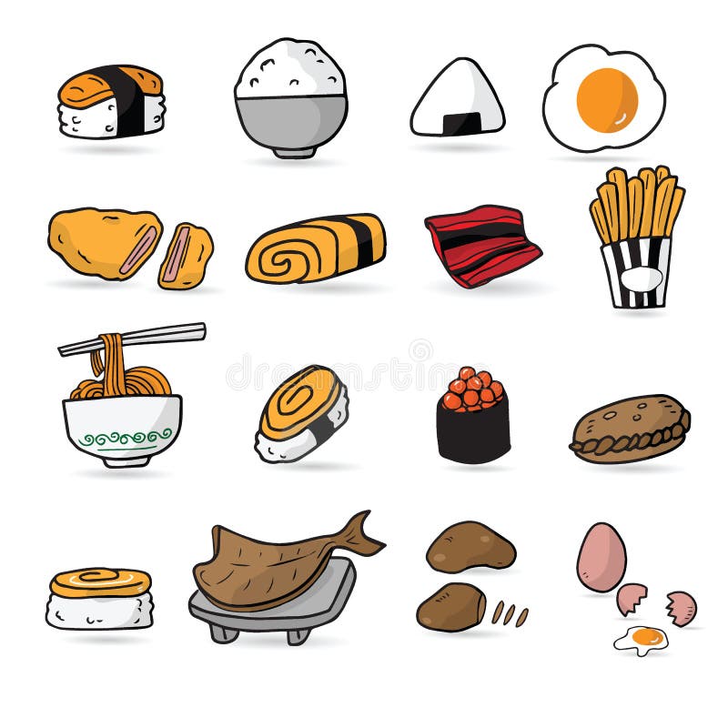 Food Japanese Restaurant Menu Cartoon Stock Vector - Illustration of ...