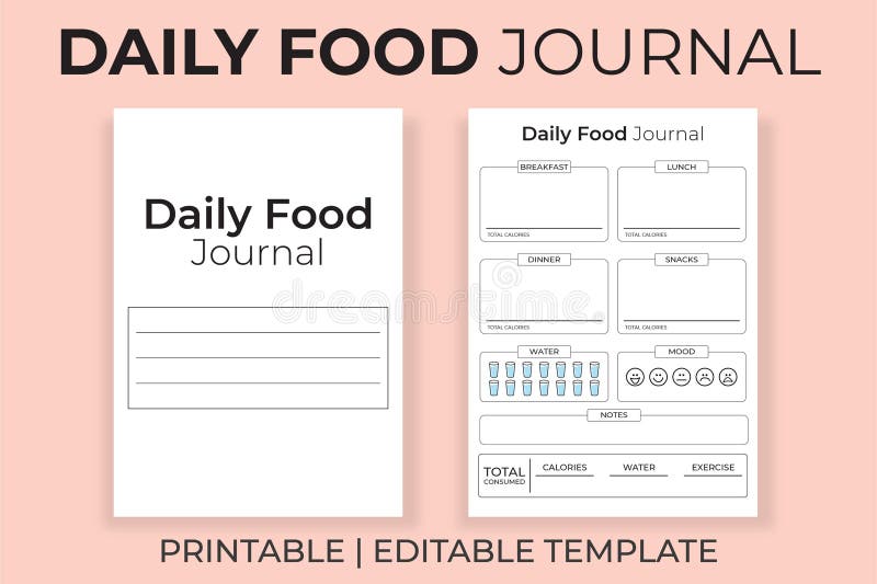 Daily Food Journal Printable Template Stock Vector - Illustration of ...
