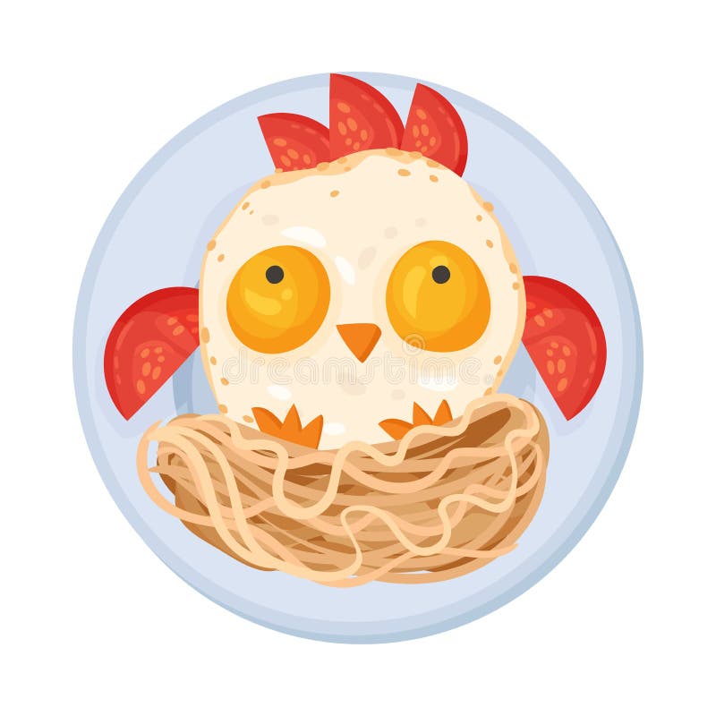 Food for Kids Arranged in Shape of Chicken Top View Vector Illustration ...