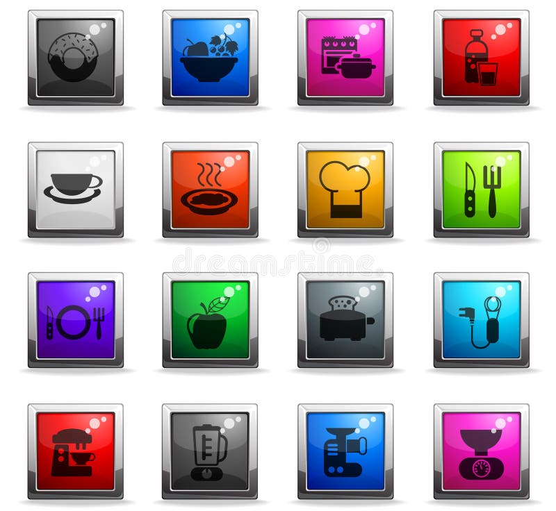 Food and kitchen icon set stock vector. Illustration of saucer - 122178626