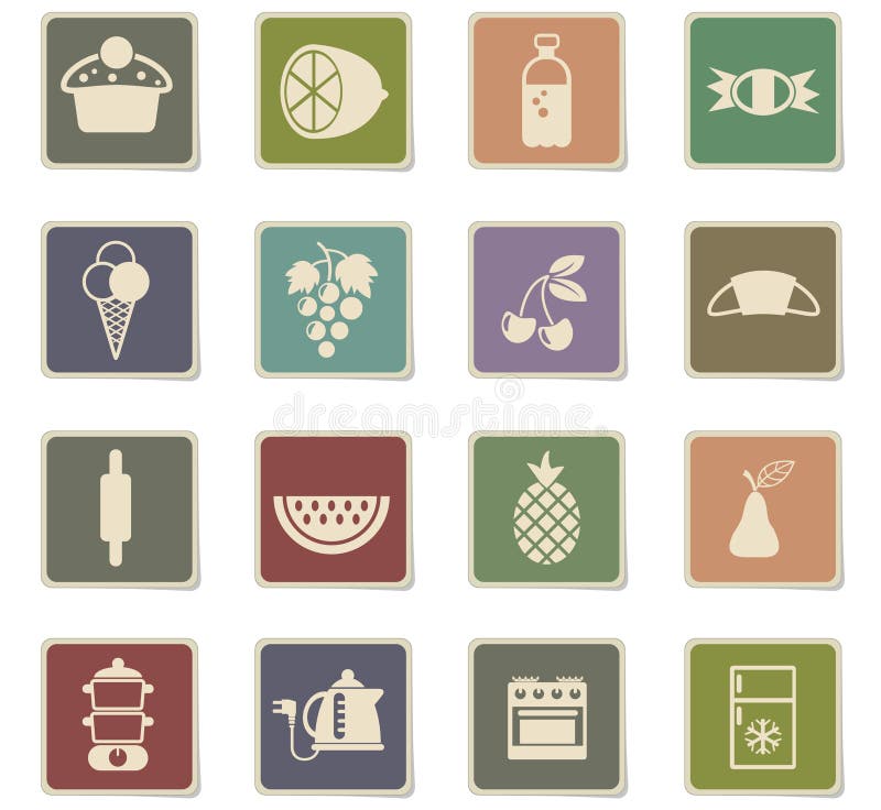 Food and kitchen icon set stock vector. Illustration of crock - 121917955