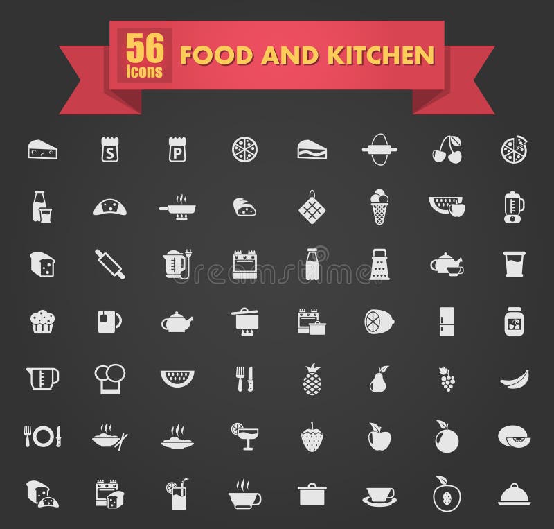 Food and kitchen icon set stock vector. Illustration of drink - 215821890