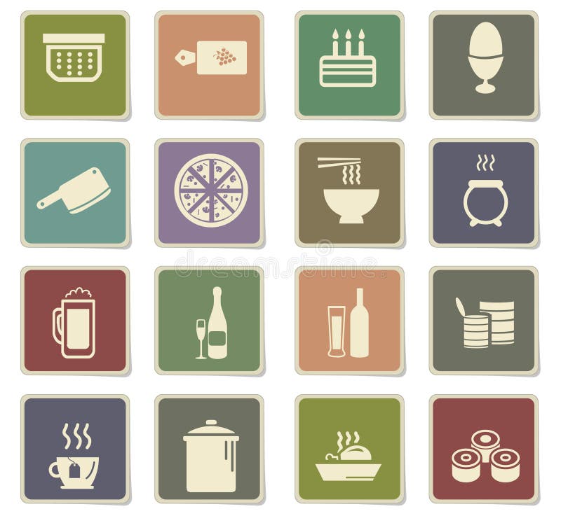Food and kitchen icon set stock illustration. Illustration of pizza ...