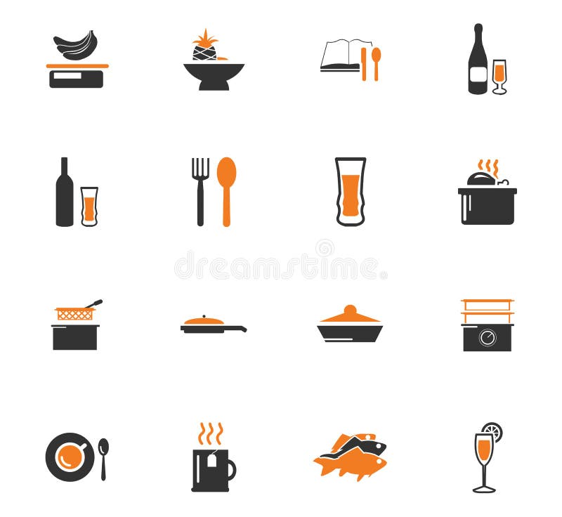 Food and kitchen icons set stock illustration. Illustration of food ...