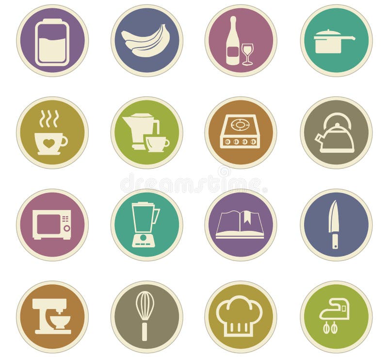 Food and kitchen icons set stock illustration. Illustration of book ...