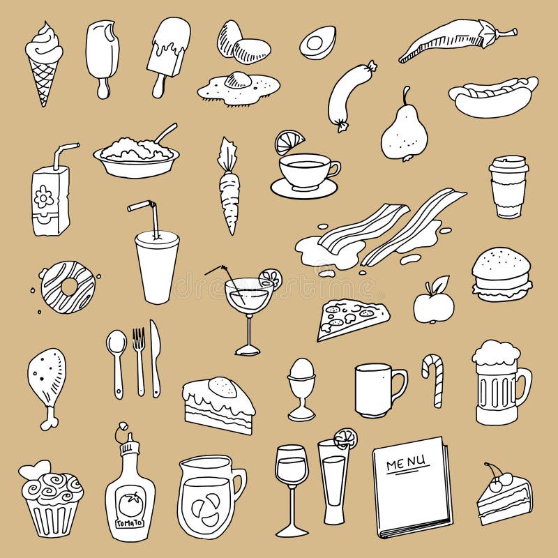 Food, Kitchen Related Items Stock Vector - Illustration of isolated ...